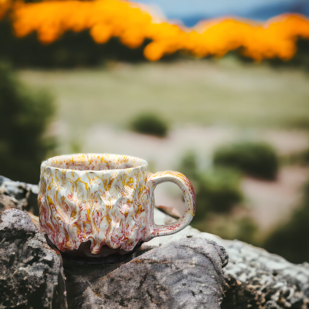 Handmade rustic mug with colorful orange glazing - 10oz – Crafty-Clayworks
