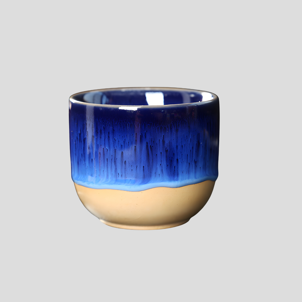 Cute handmade glazed cup with vibrant blue color - 5oz – Crafty-Clayworks