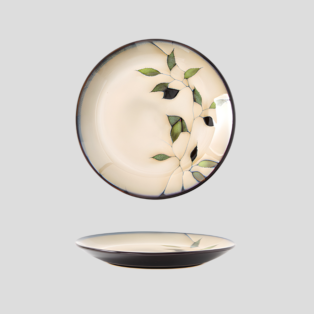 Hand-painted nature-inspired plate with artistic leaf design – Crafty ...