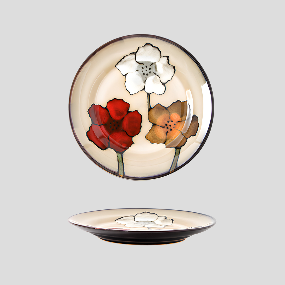 Hand-painted floral plate with multicolored flower design – Crafty ...