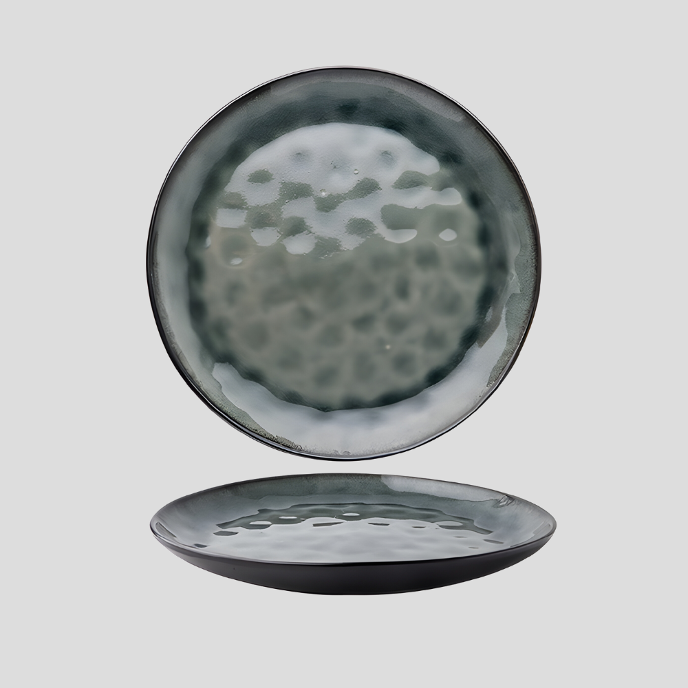 Irregular handmade plate with modern silver glaze – Crafty-Clayworks