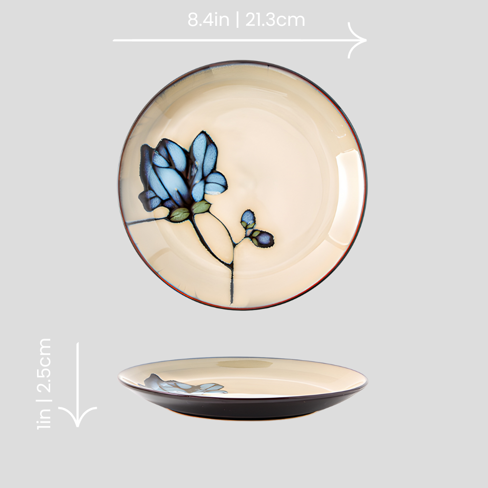Hand-painted floral plate with blue artistic flower design – Crafty ...
