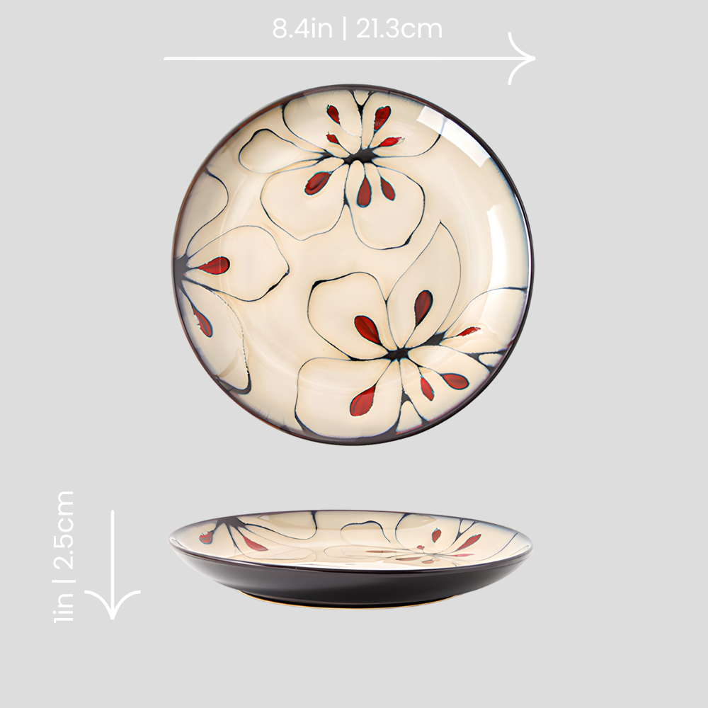 Hand-painted floral plate with modern flower design – Crafty-Clayworks