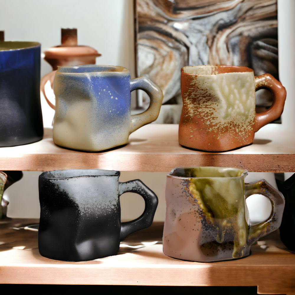 Handmade rustic coffee mug with artistic brown design - 10oz – Crafty ...