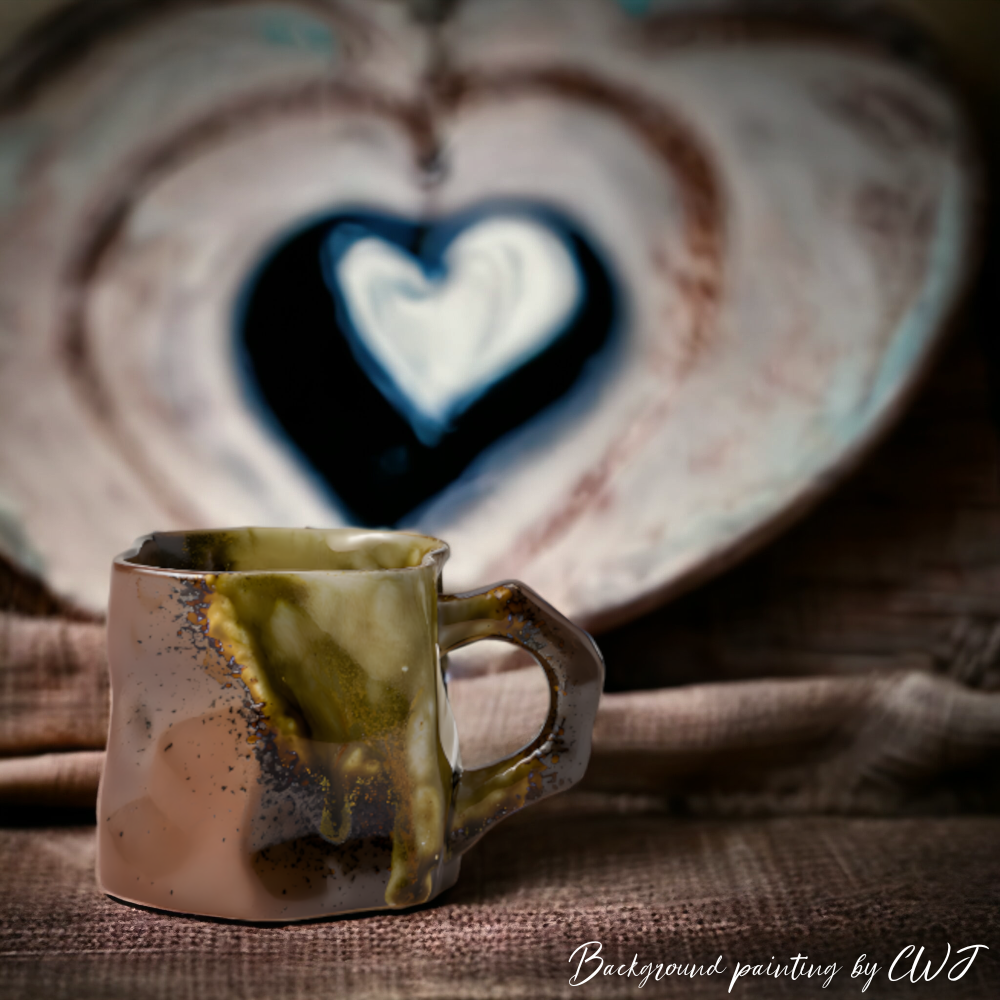 Handmade rustic coffee mug with artistic brown design - 10oz – Crafty ...