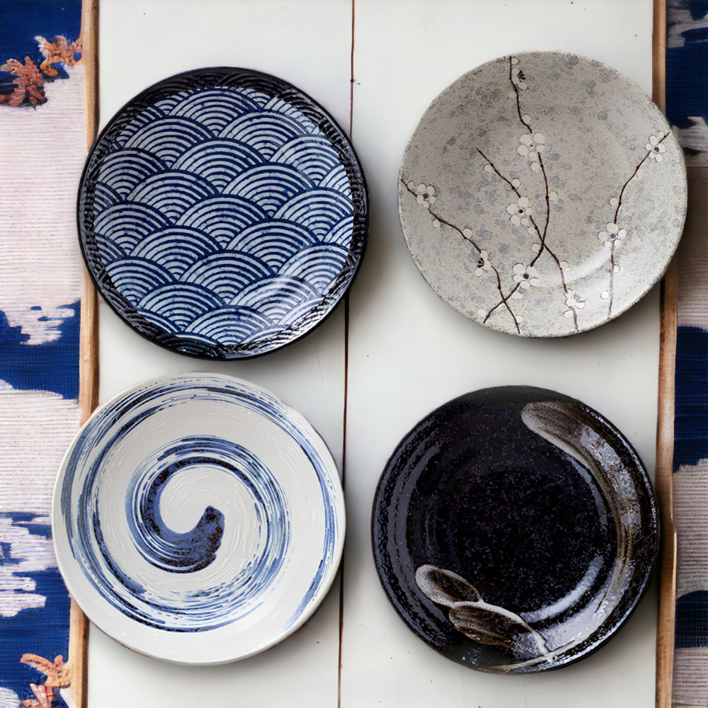 "Ocean Waves - 海の波" Handmade Ceramic Deep Plate | Japanese Design & 9in ...