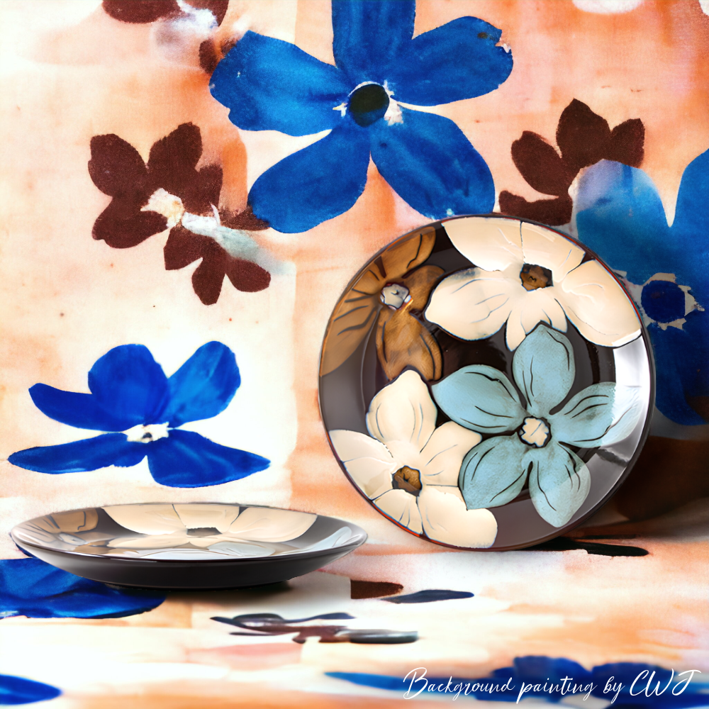 Hand-painted floral plate with colorful flower design – Crafty-Clayworks