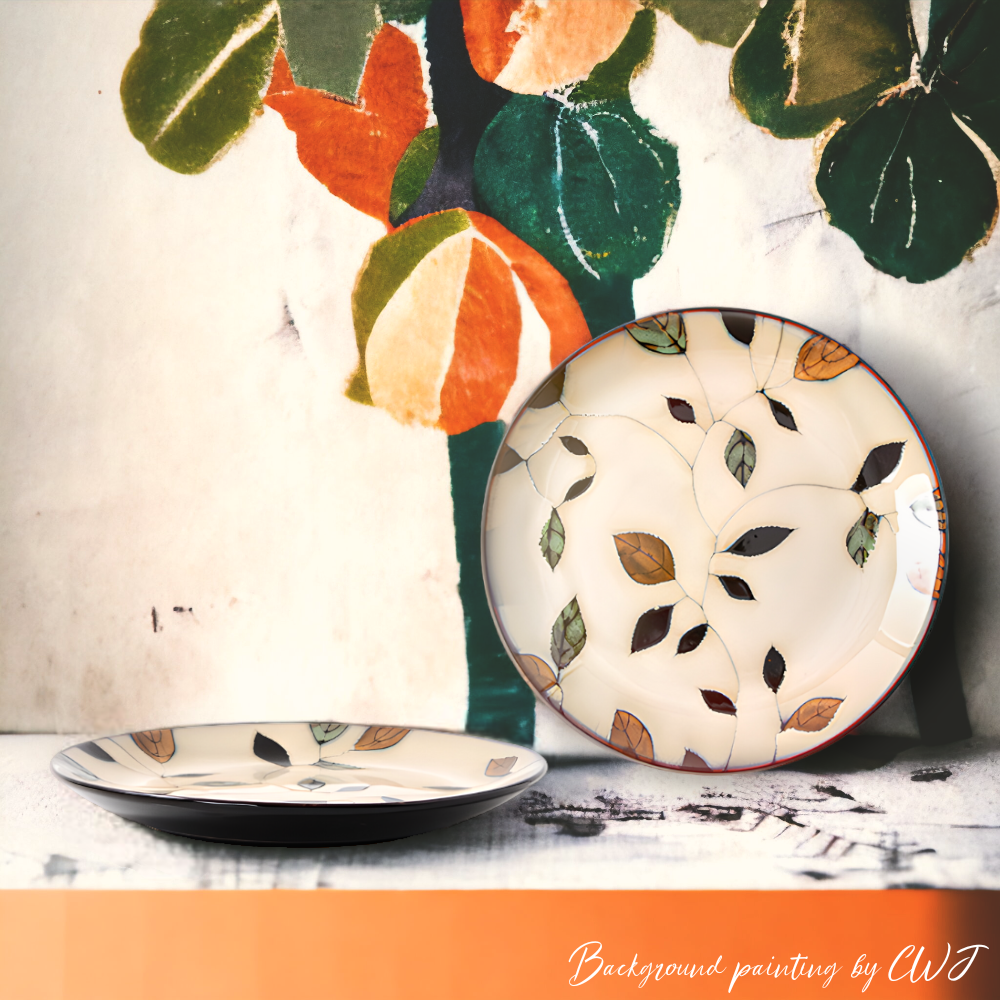 Hand-painted nature-inspired plate with artistic leaf design – Crafty ...