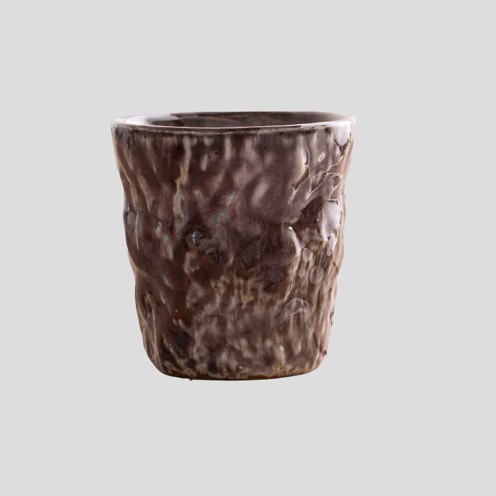 Handmade uneven ceramic cup with stone design - 5oz – Crafty-Clayworks