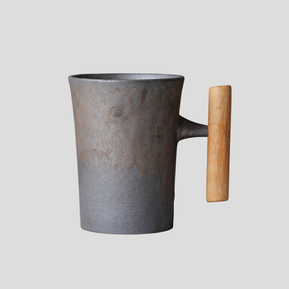 Handmade Japanese mug with wooden handle - 11oz – Crafty-Clayworks