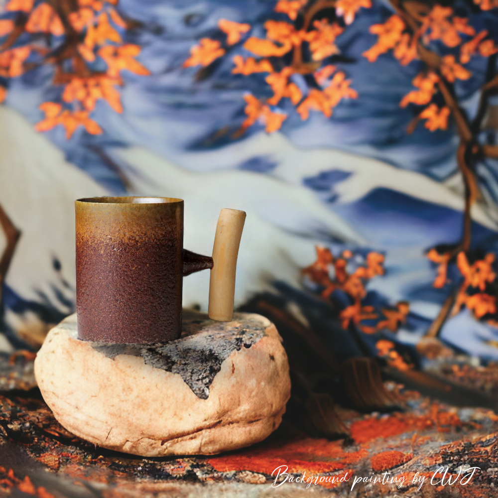 Handmade Japanese mug with wooden handle - 12oz – Crafty-Clayworks