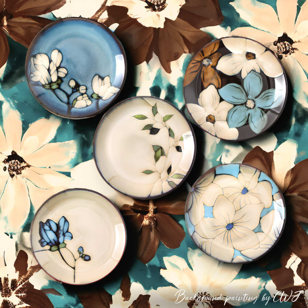 Hand-painted floral plate with blue artistic flower design – Crafty ...
