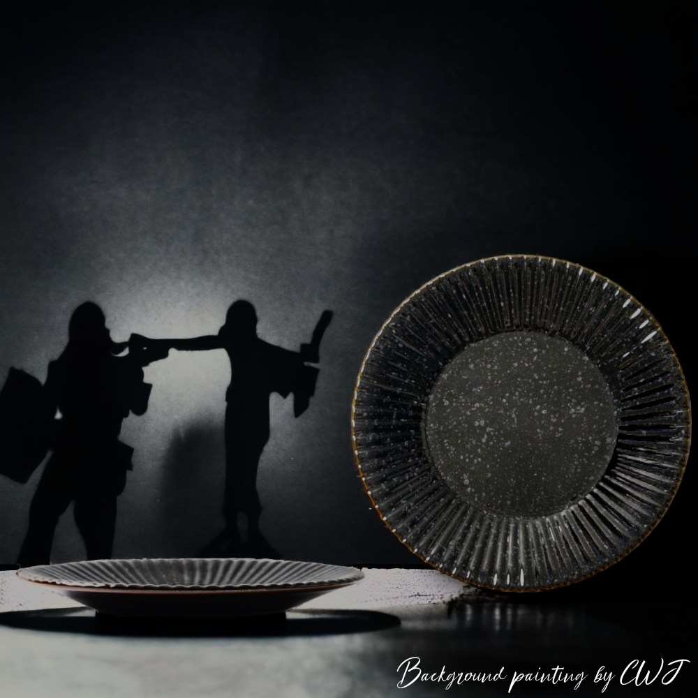 Handmade black plate with minimalistic modern design – Crafty-Clayworks