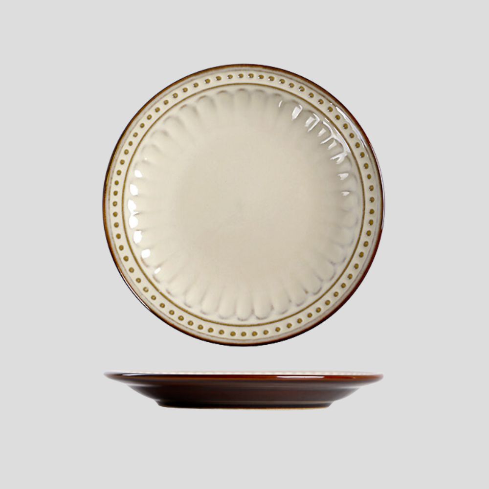 Handmade beige plate with modern minimalistic design – Crafty-Clayworks
