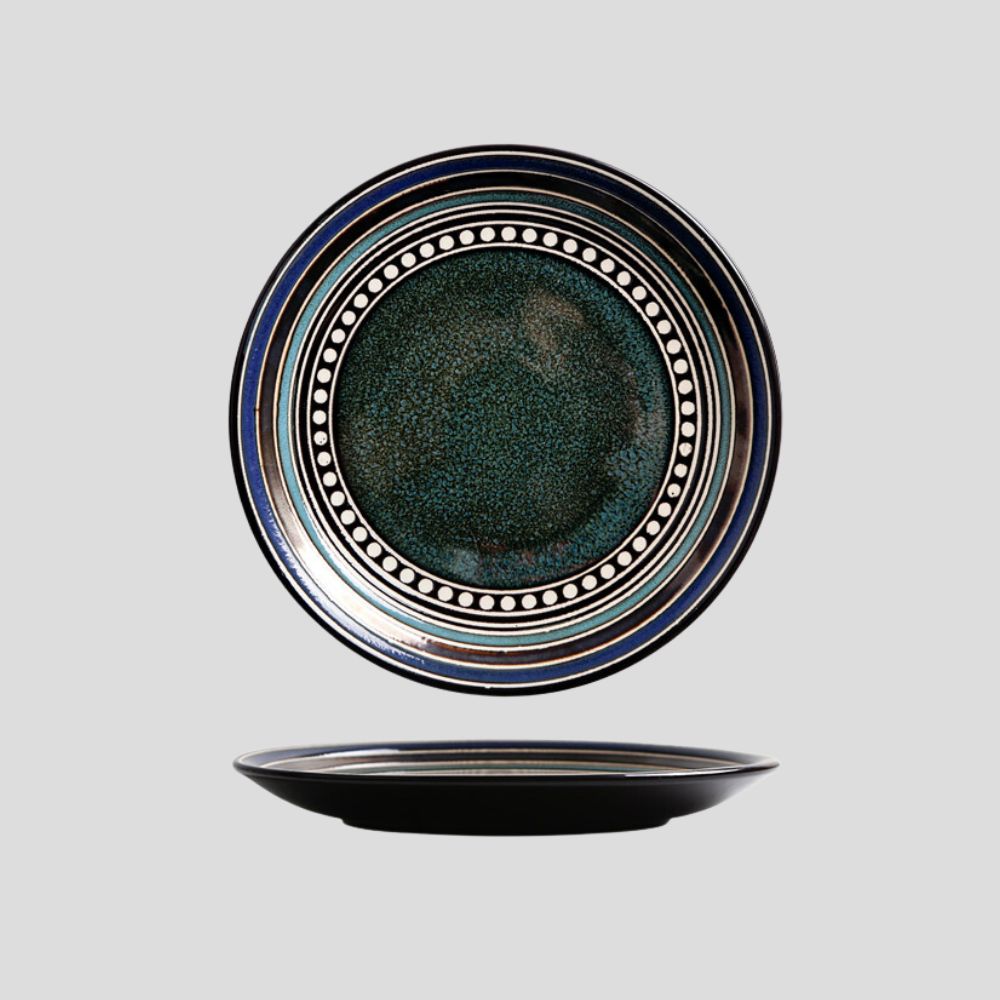 Handmade tribal plate with artistic black and green design – Crafty ...