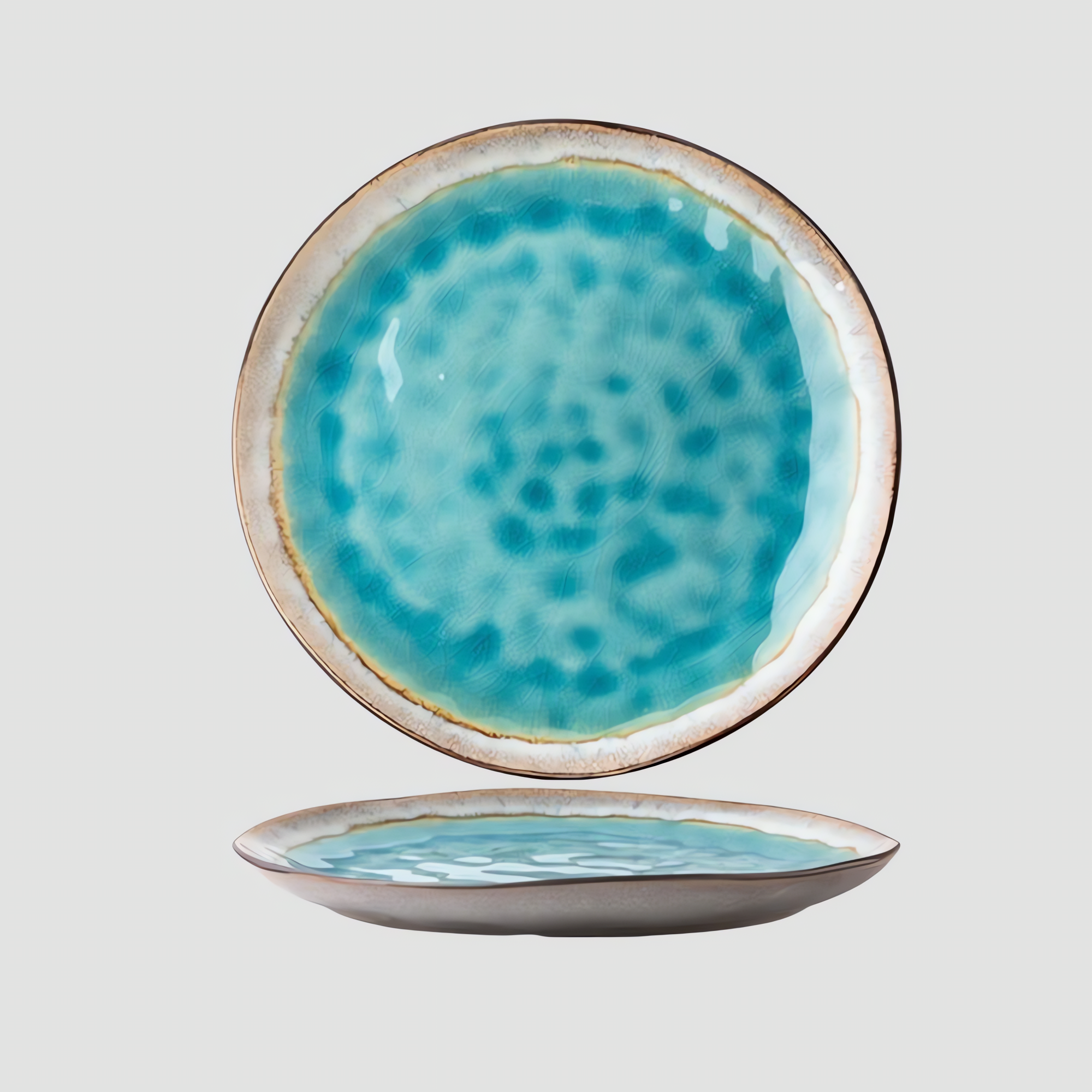 Uneven handmade serving platter with vibrant blue glaze – Crafty-Clayworks